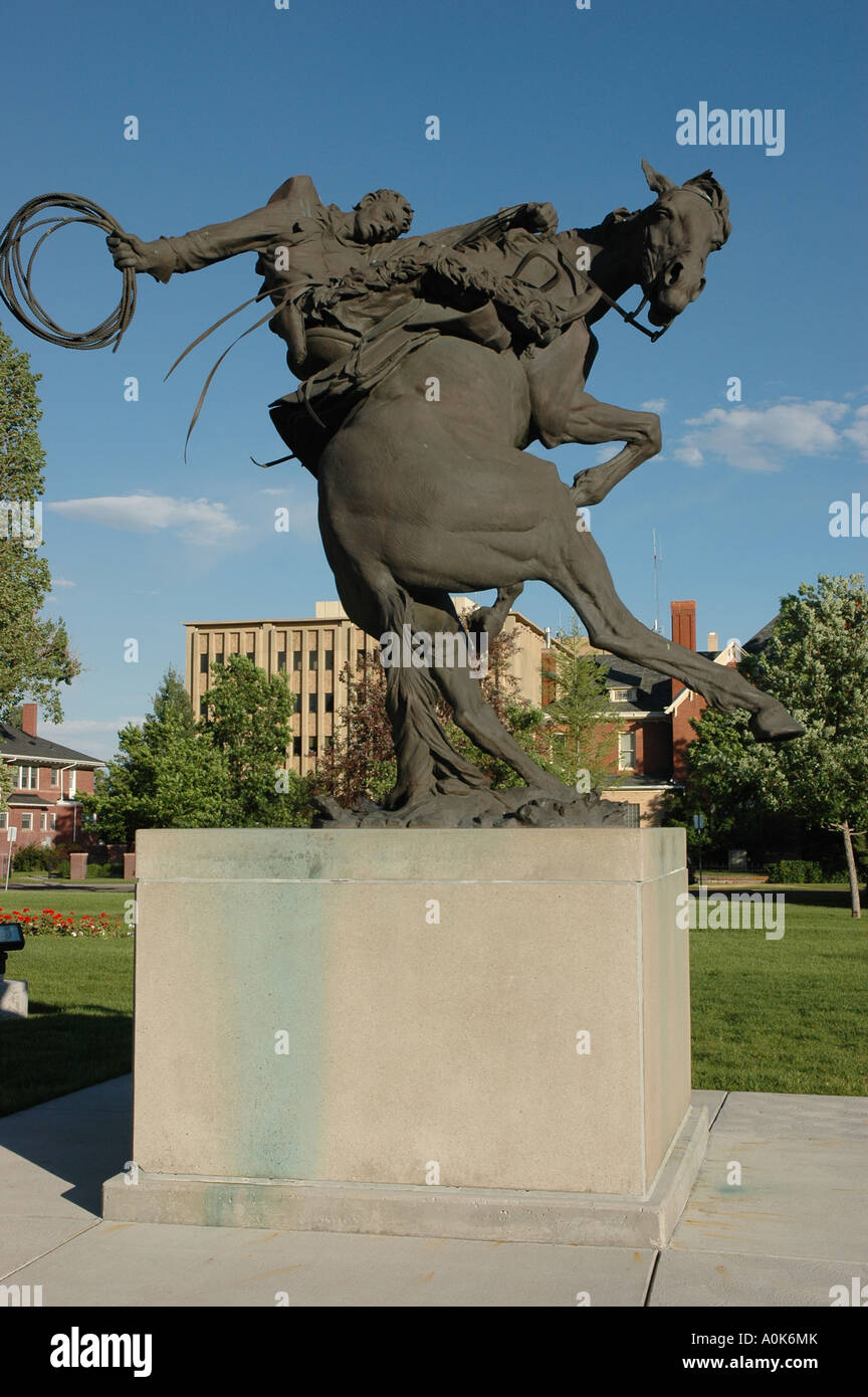Statue cowboy bucking bronco hi-res stock photography and images - Alamy