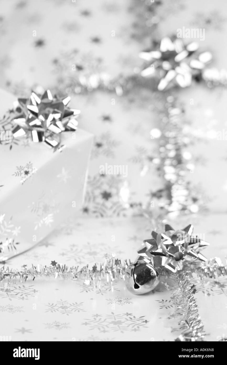 Christmas presents gifts wrapping Black and White Stock Photos & Images ...
