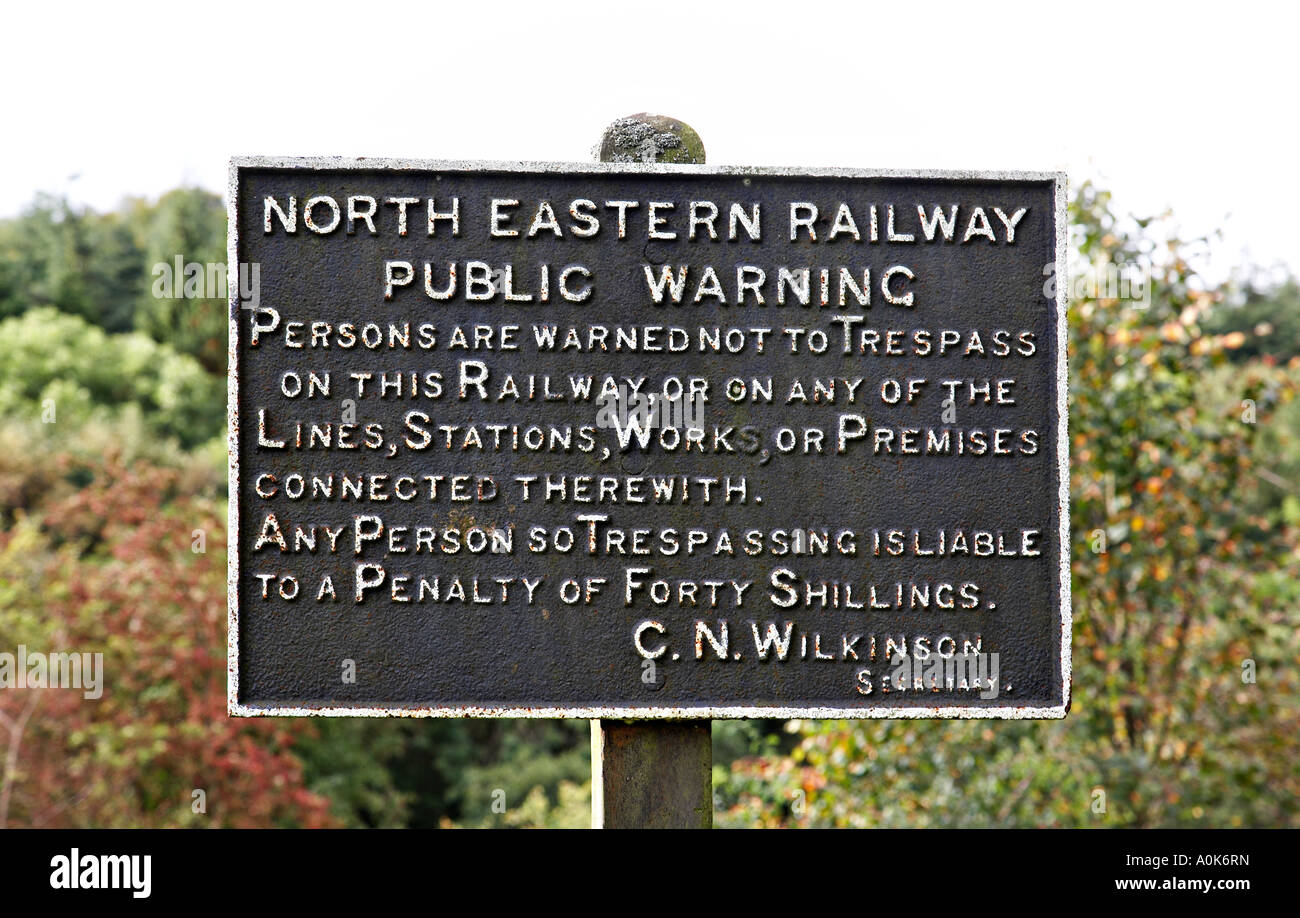 North Eastern Railway public warning sign Stock Photo - Alamy