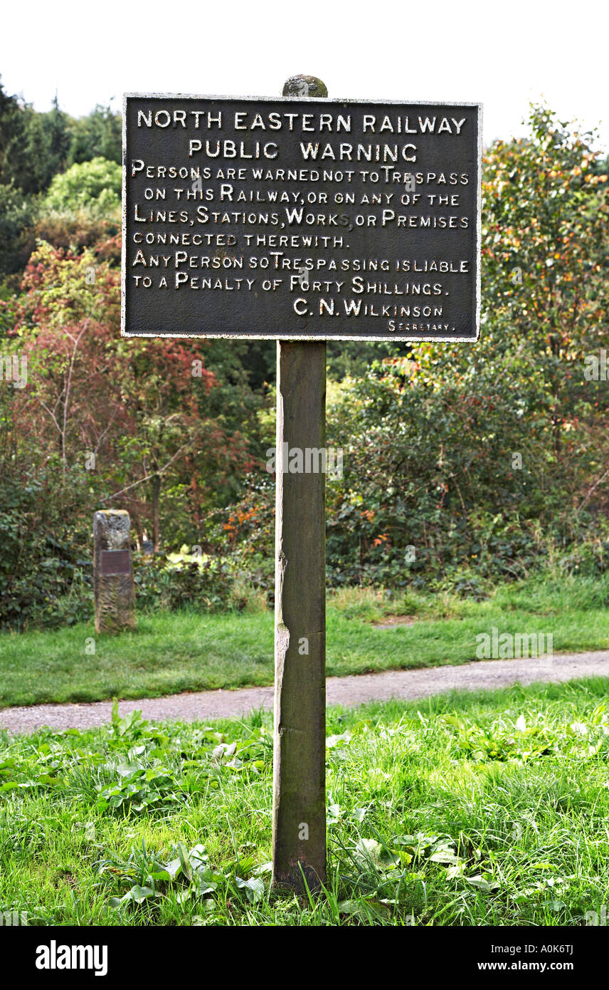 North Eastern Railway public warning sign Stock Photo - Alamy