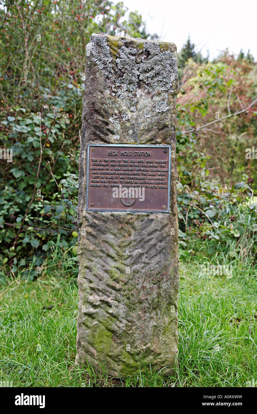 Beck Hole Station plaque Stock Photo - Alamy