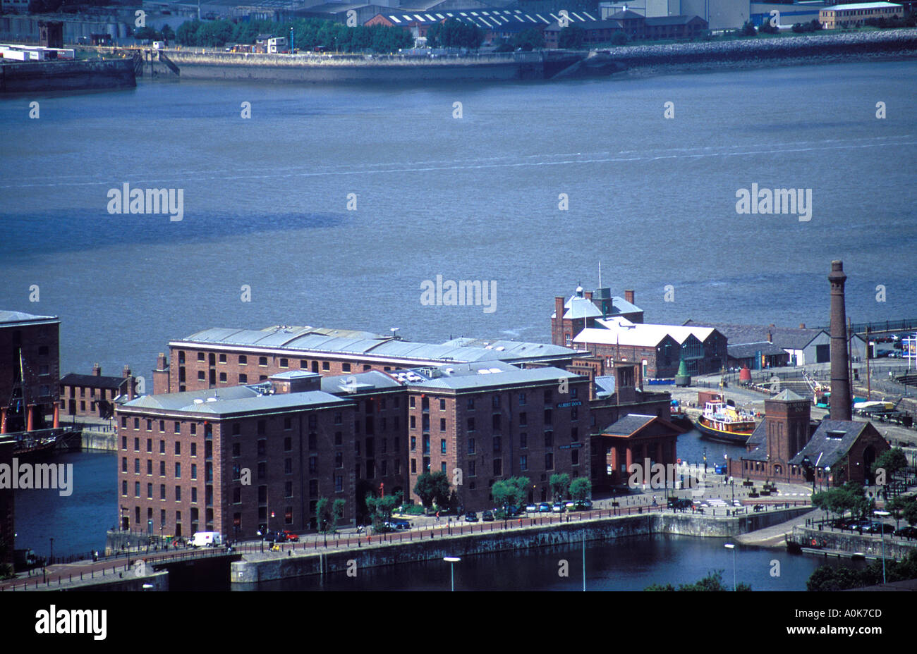 Aerial view of Albert Docks Liverpool Merseyside UK Stock Photo - Alamy