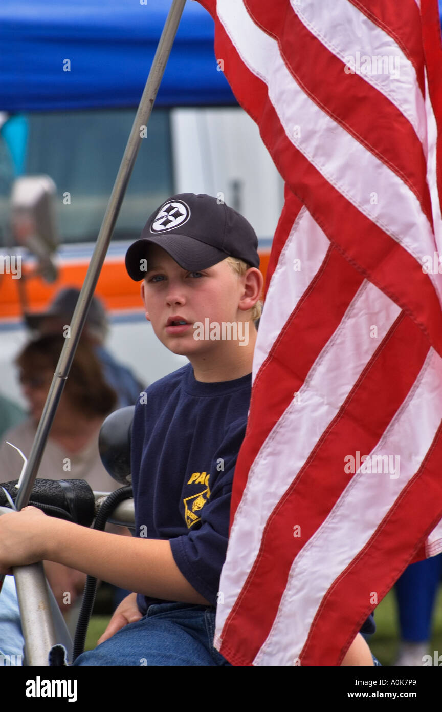 Young Scout With American Flag In Lanesville Heritage Festival Parade ...