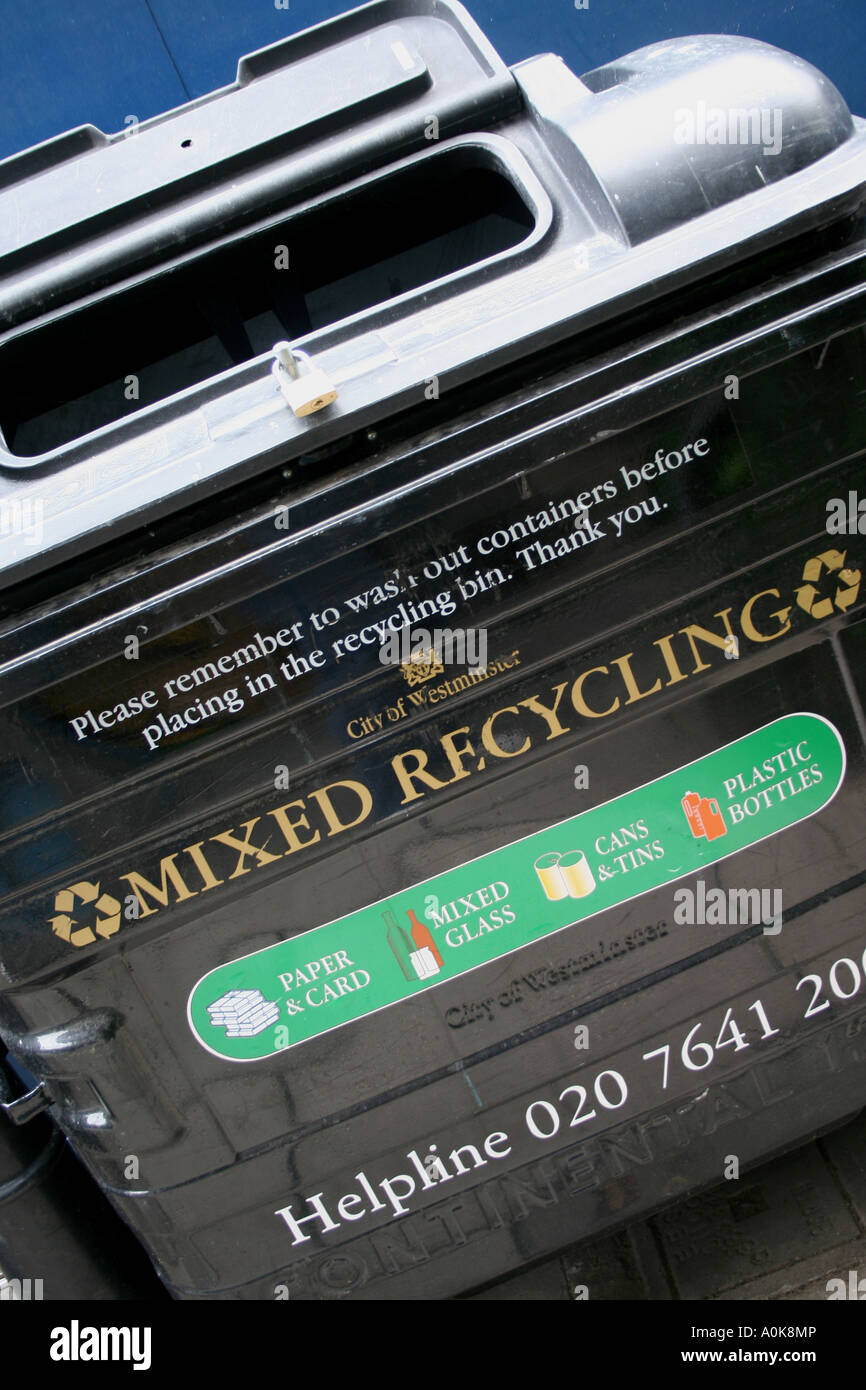 Mixed Recycling Waste Bin Stock Photo - Alamy