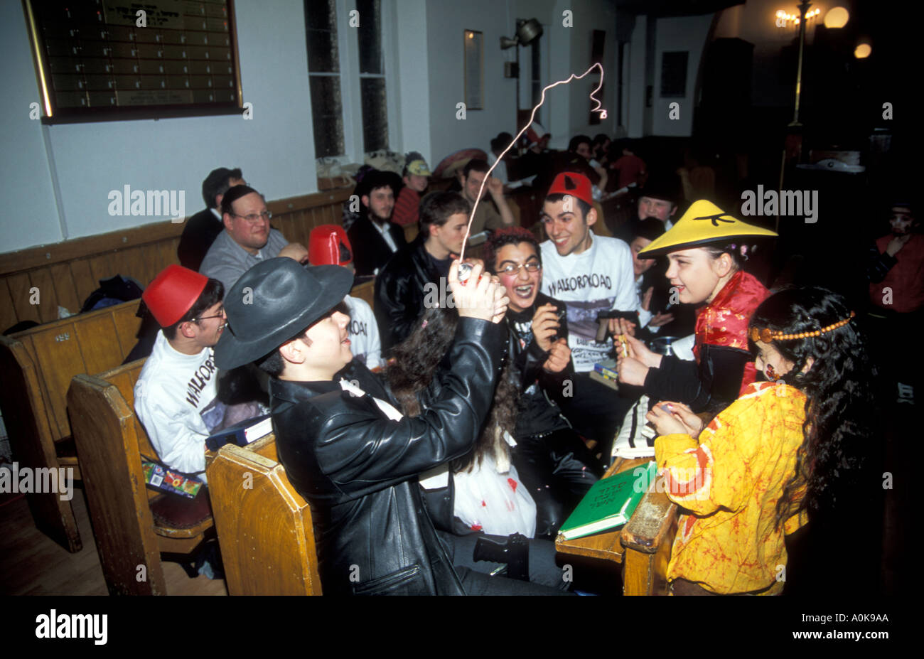 Jewish children playing games in a synagogue during Purim Stock Photo ...
