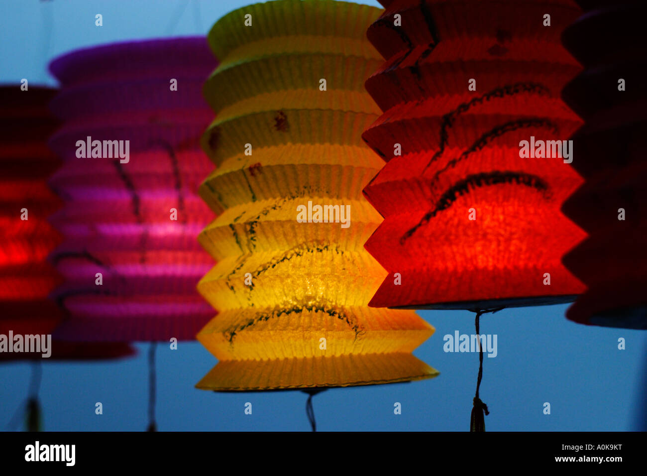 colourful chinese lanterns lit during mid autumn festival Stock Photo ...