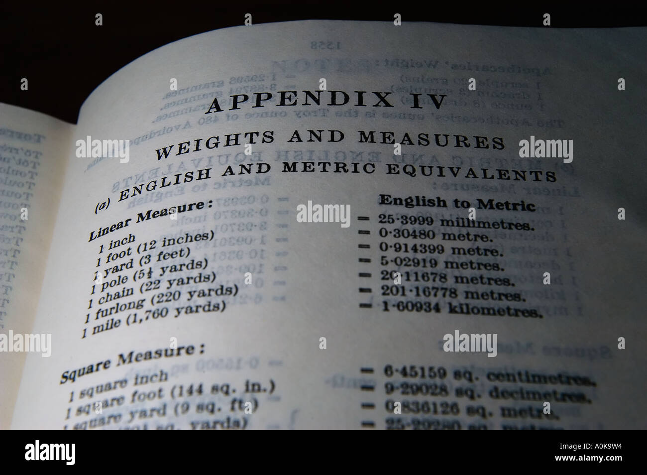 Conversion tables for Imperial and Metric measures in an Oxford ...