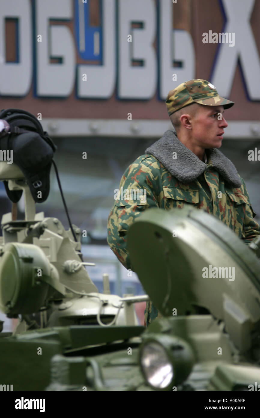 Soldiers on top of the tank before the Victory Day military parade on ...