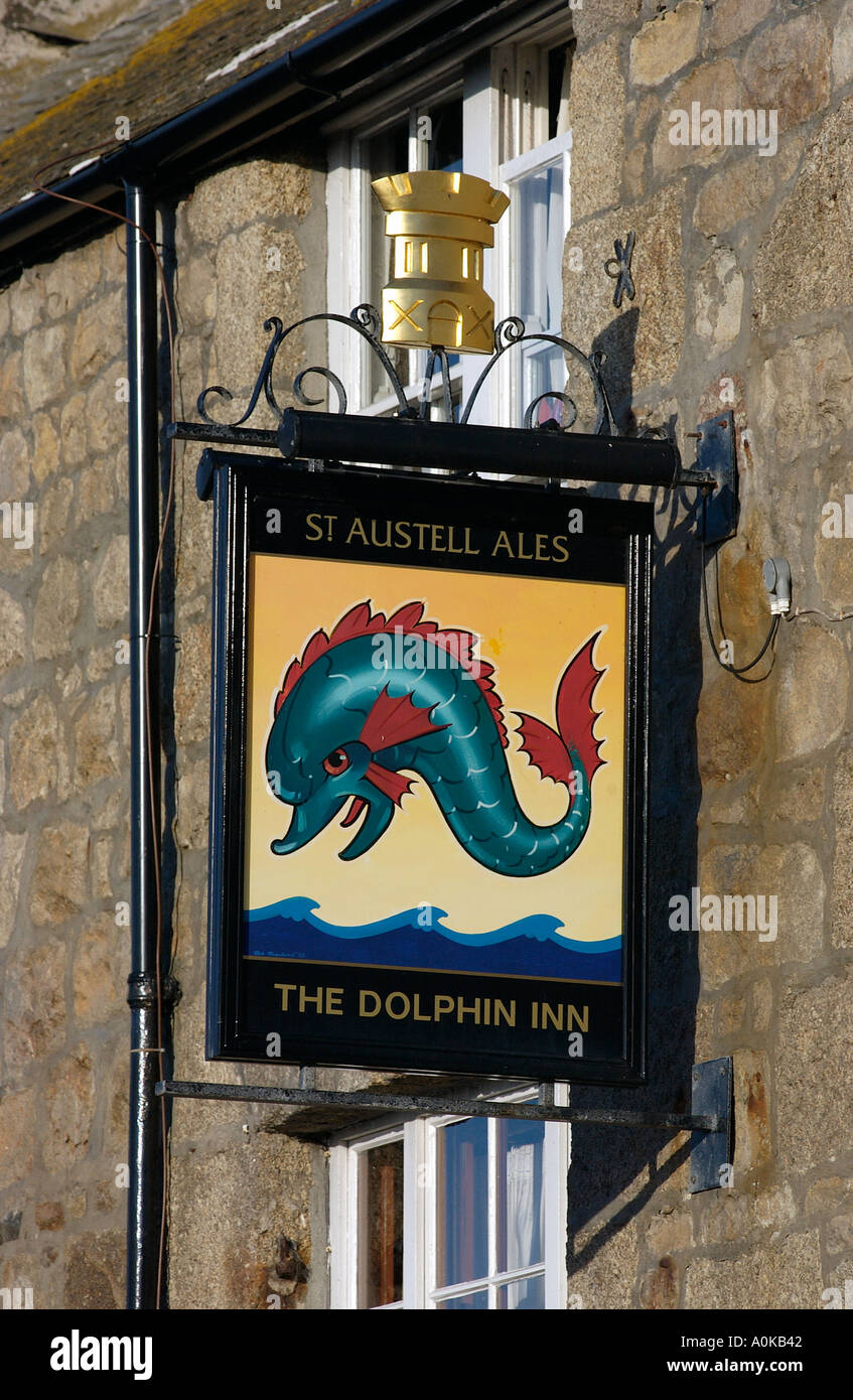 Dolphin Inn pub sign at Penzance in Cornwall England UK Stock Photo - Alamy
