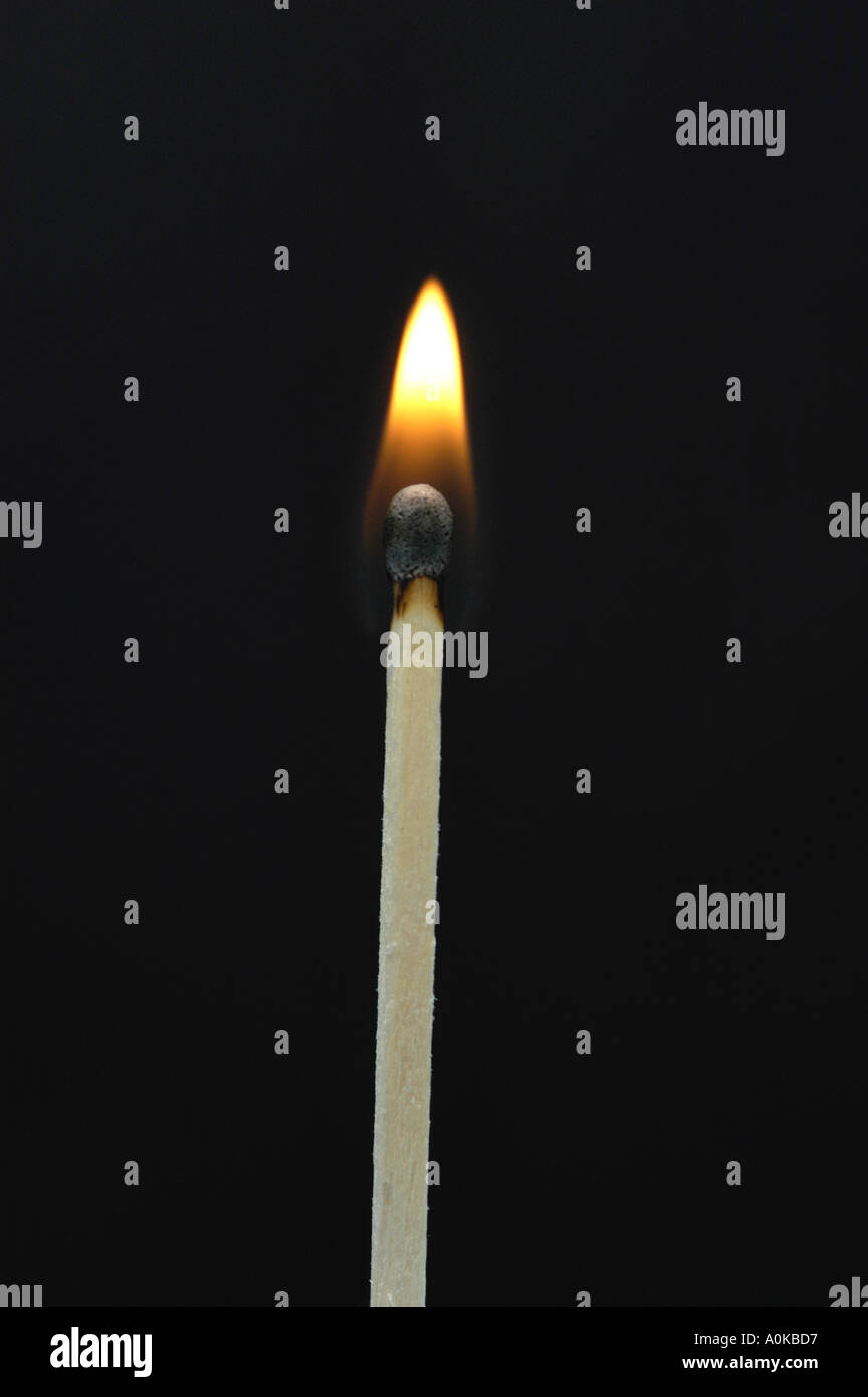Lighted Match Flame Burning Stock Photo - Alamy