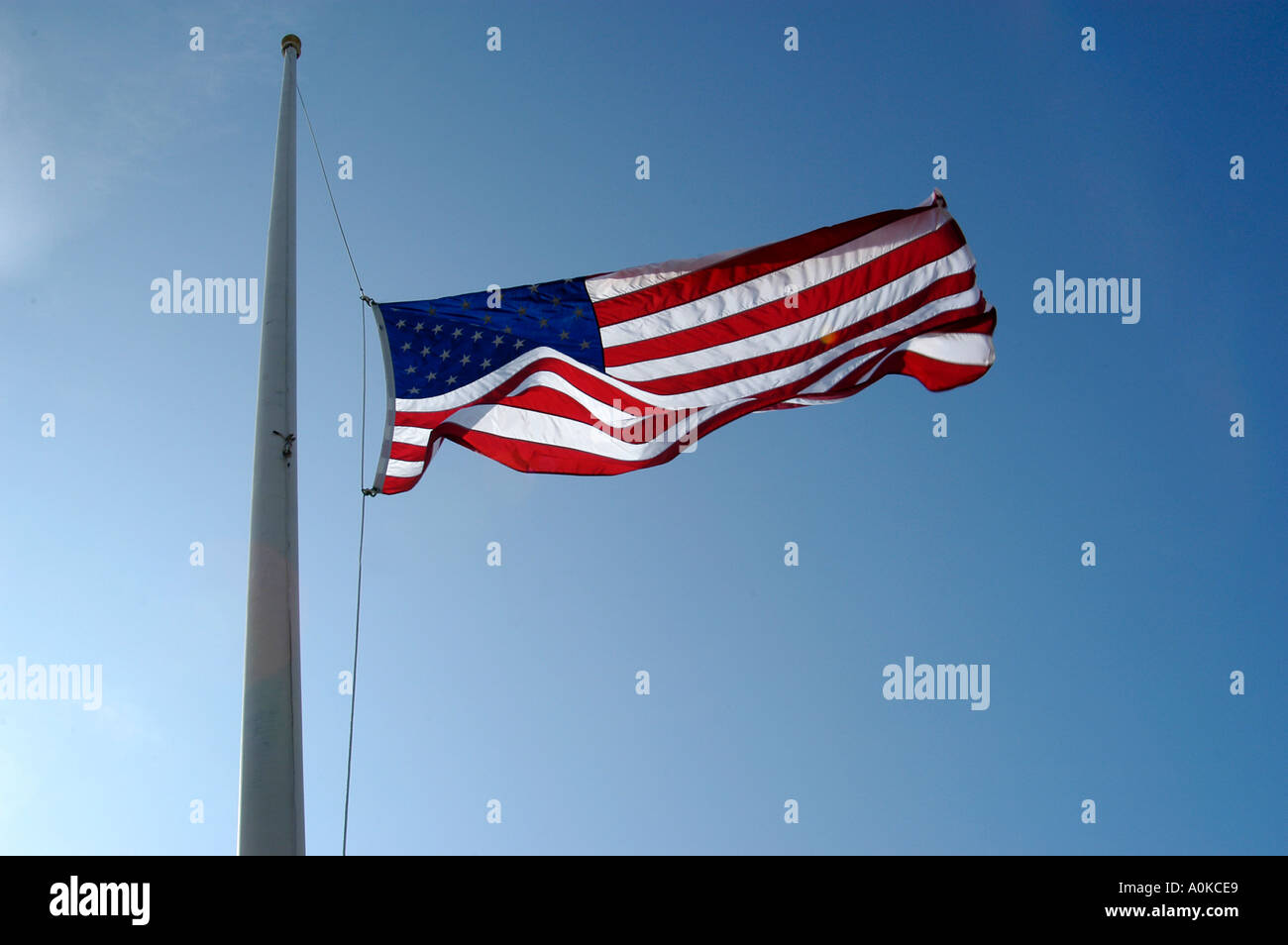 American Flag Flies at Half Mast Stock Photo - Alamy