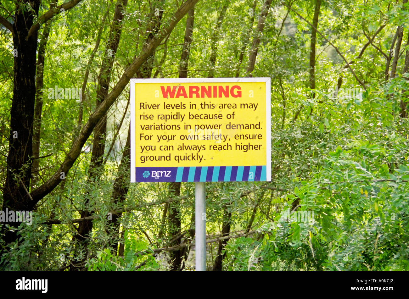 Sign warning of rapid water level rises due to hydro-electric power ...