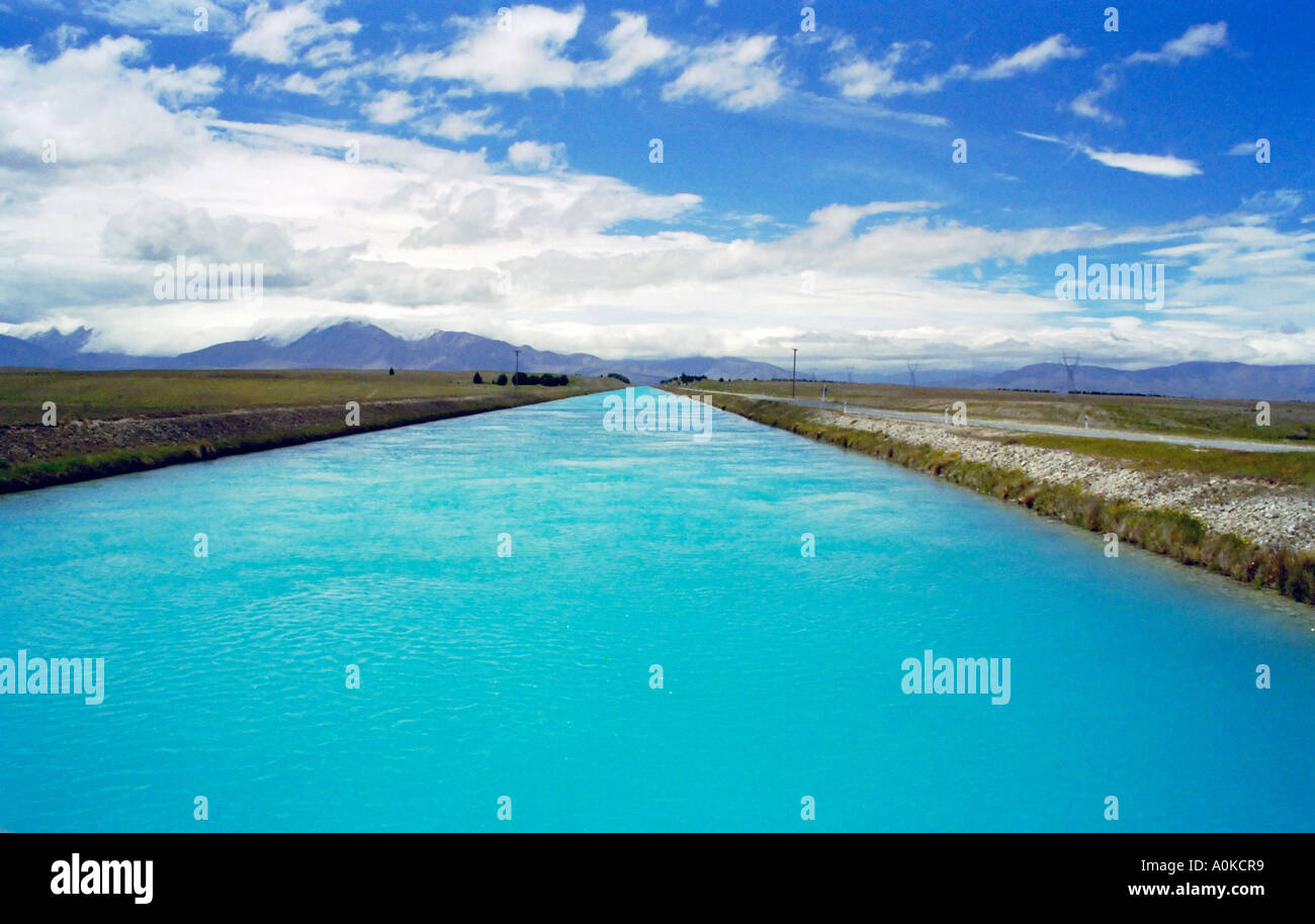 A canal of glacial meltwater, part of the hydro-electric power system ...