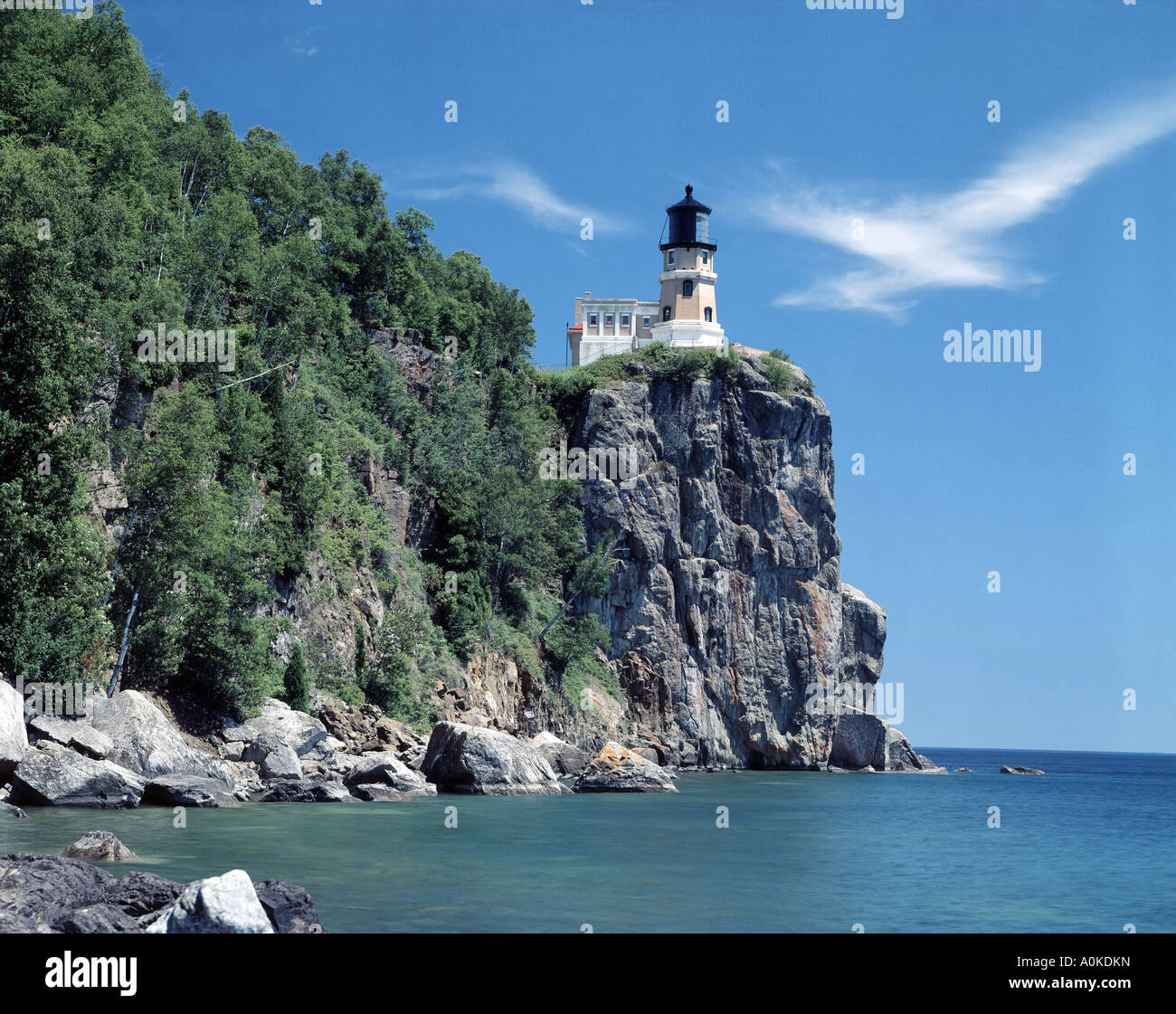 Split Rock Lighthouse rests on a high cliff over the shores of Lake ...