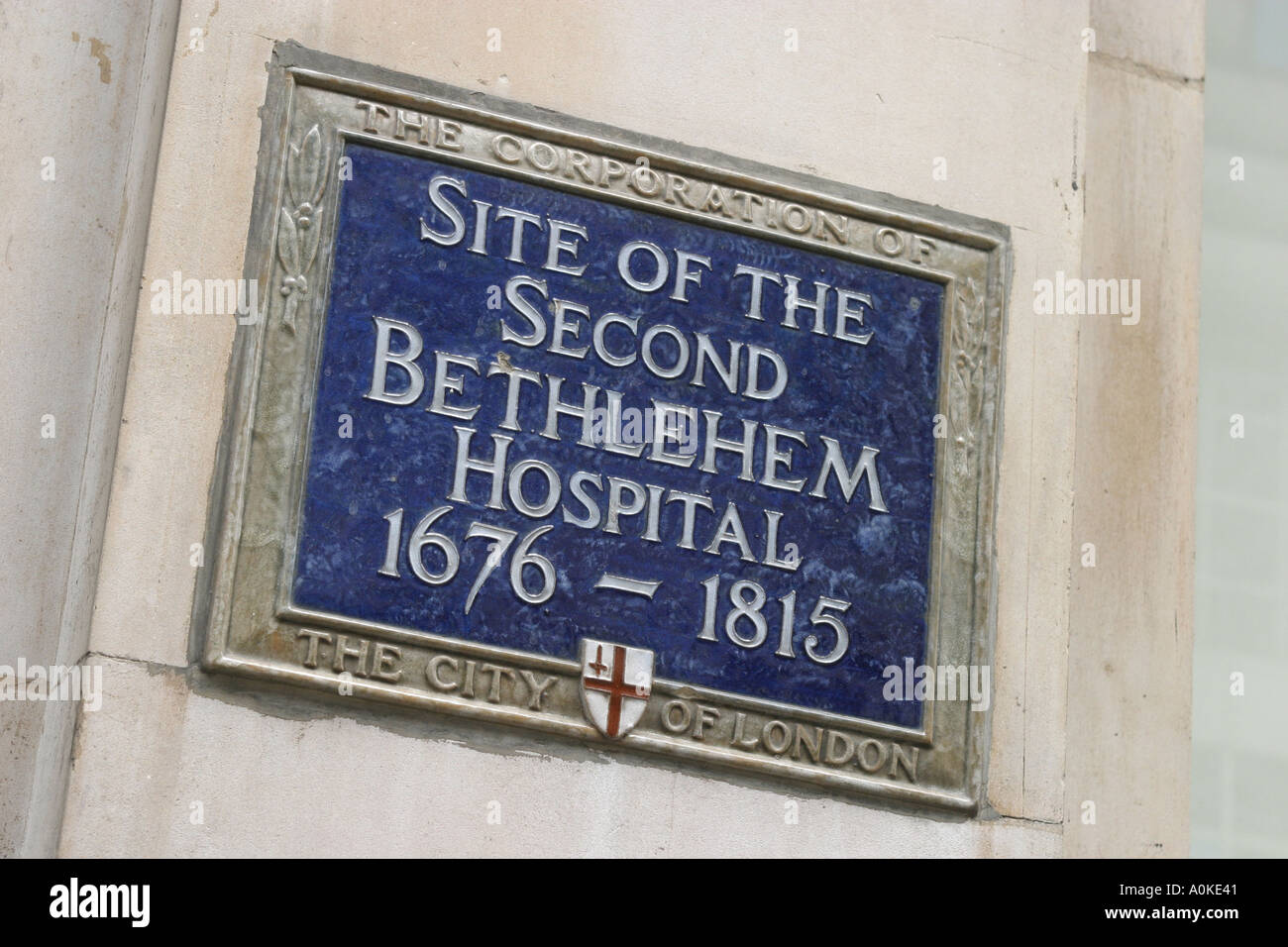 Corporation of London blue plaque "Site of the Second Bethlehem ...