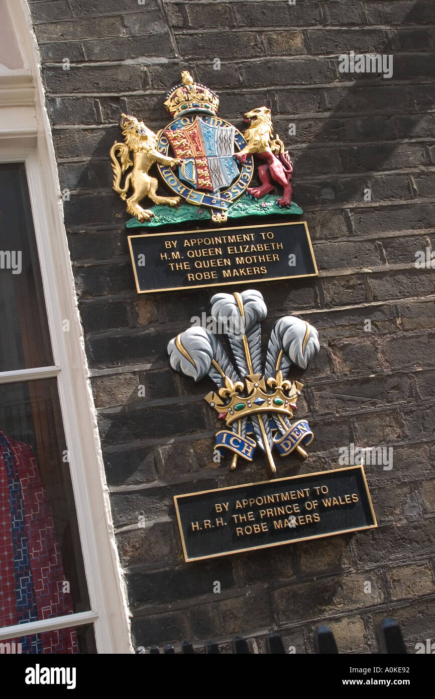 Royal Warrent signs in Burlington Street Westminster London GB UK Stock ...