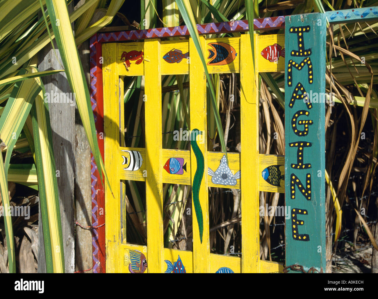 imagine word on garden gate, jamaica Stock Photo - Alamy