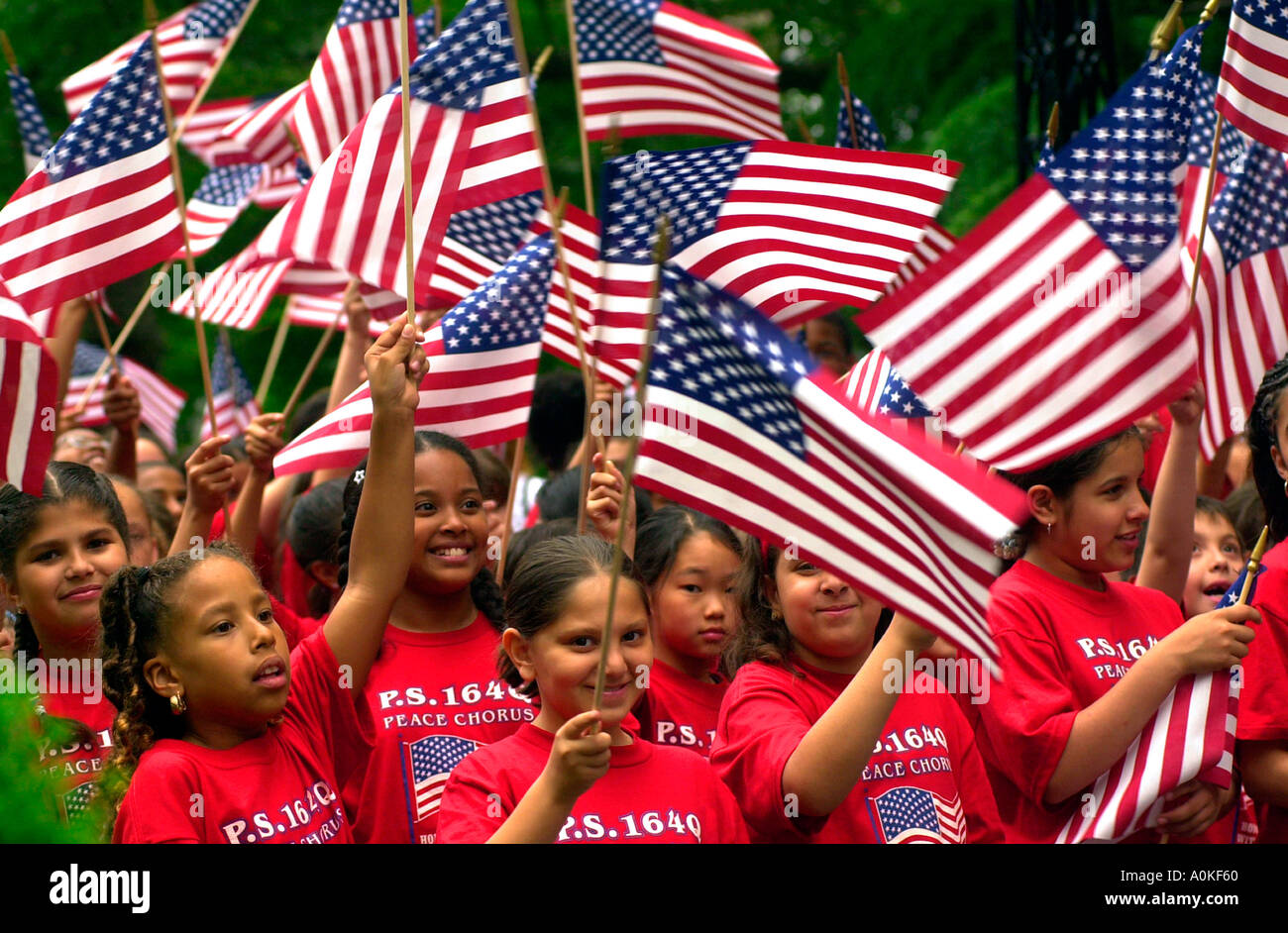 School kids participate in the annual Flag Day Parade Stock Photo - Alamy