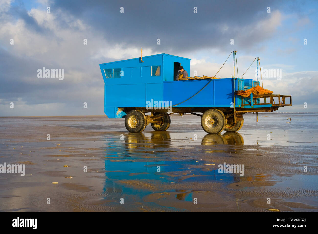 Commercial Shrimp Fishing with modified tractor vehicle, Southport ...