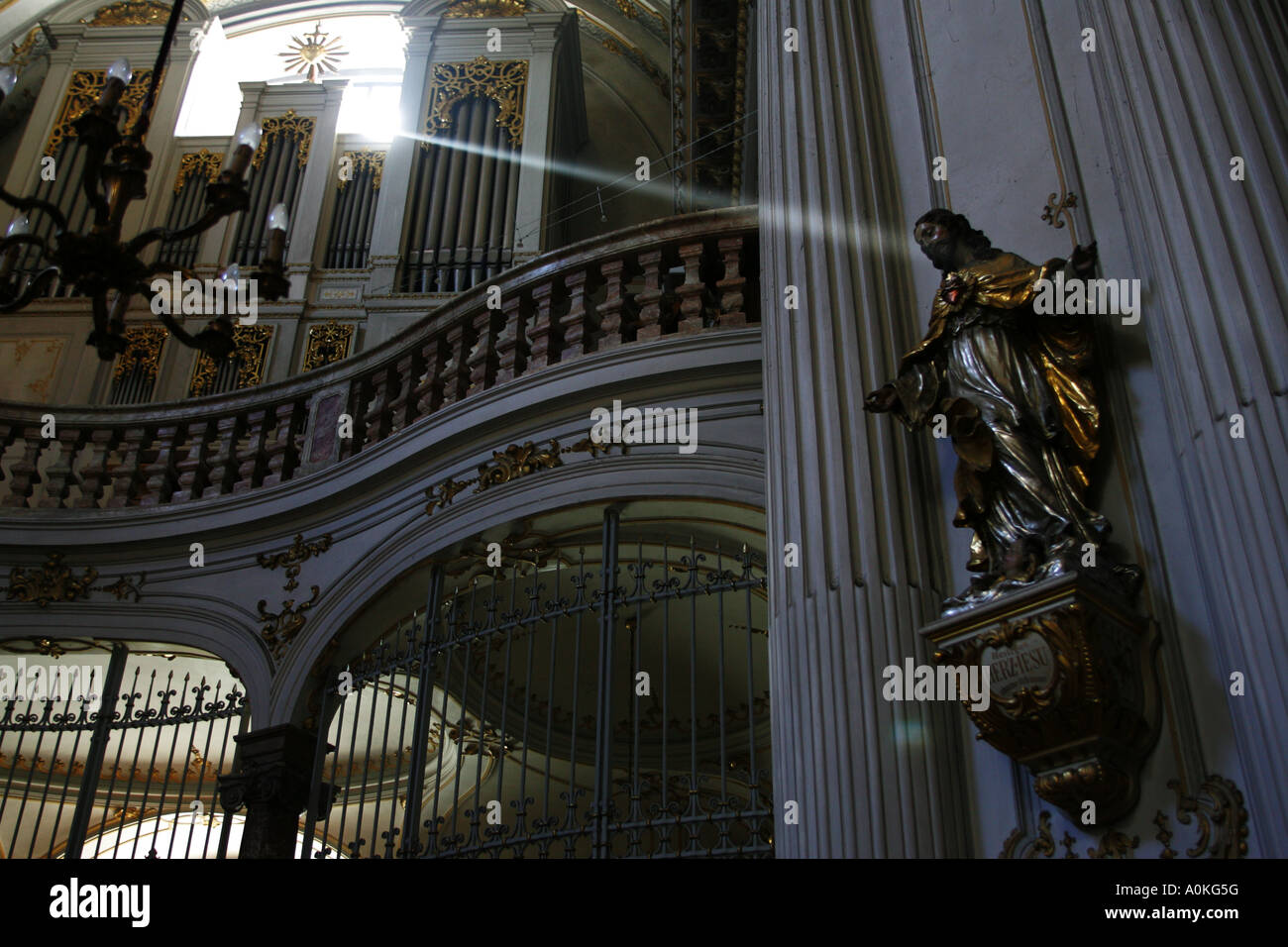 Single Sunbeam Illuminates Christ Figure, Church Interior, Munich ...