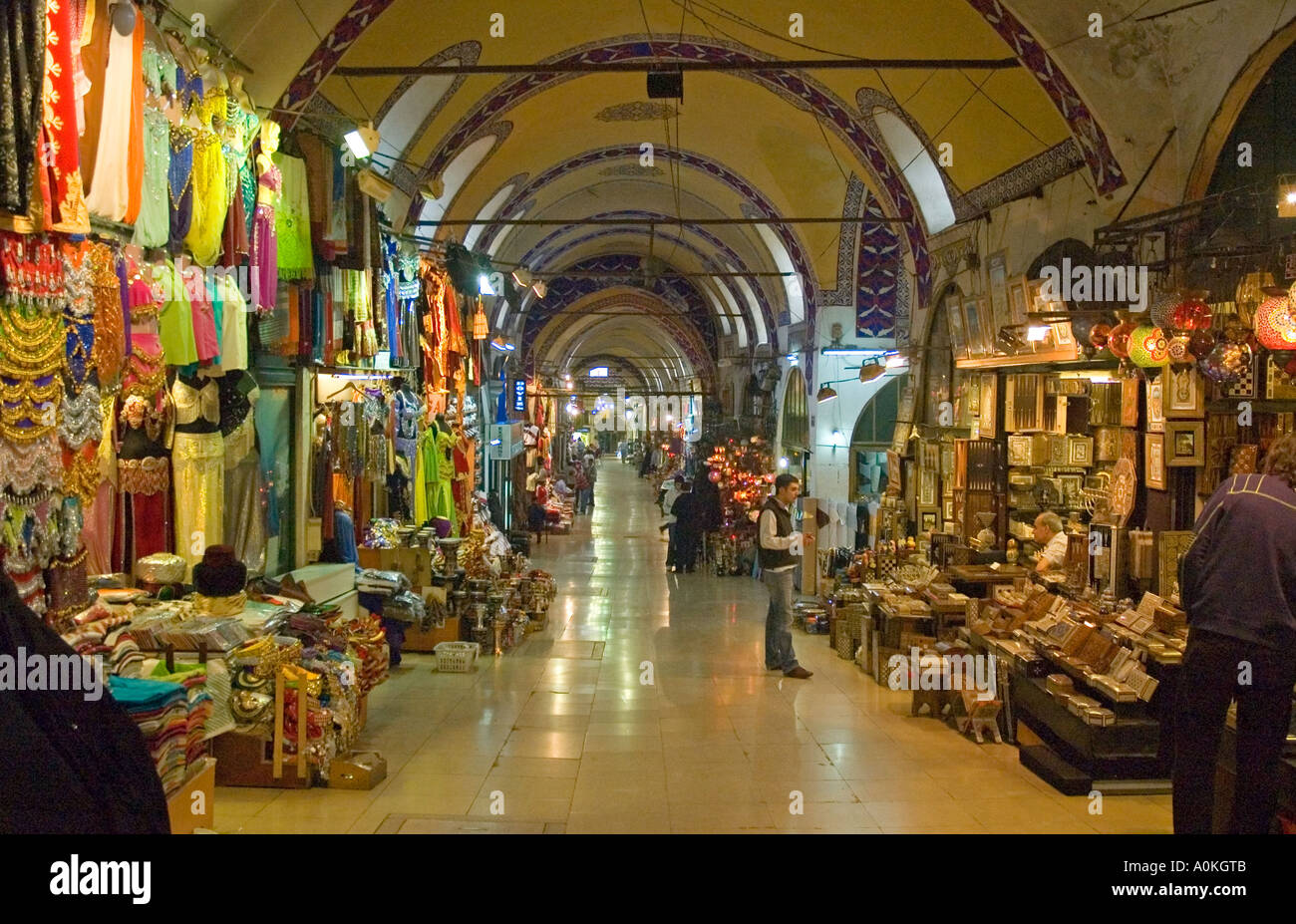 General view with all manner of goods for sale in the Grand Bazaar ...