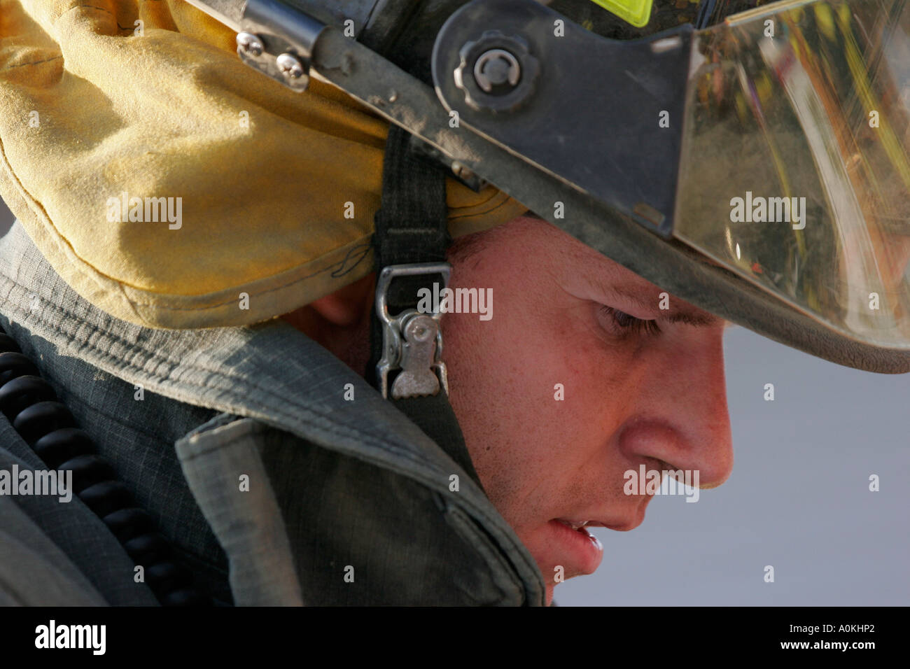 A fire fighter profile Stock Photo - Alamy