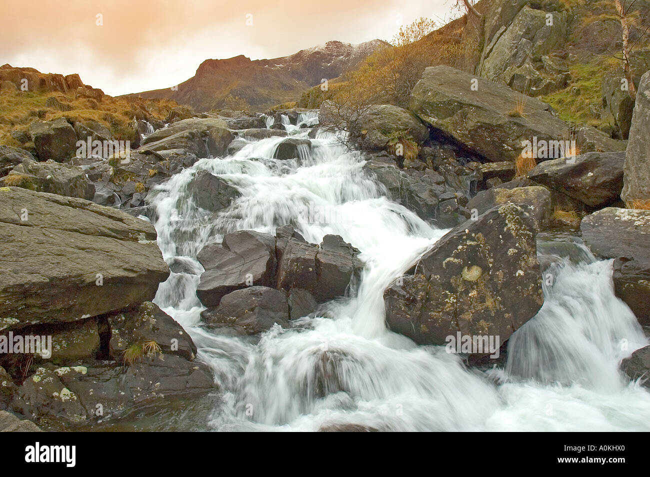 Water fall from Llyn Idwal Stock Photo - Alamy