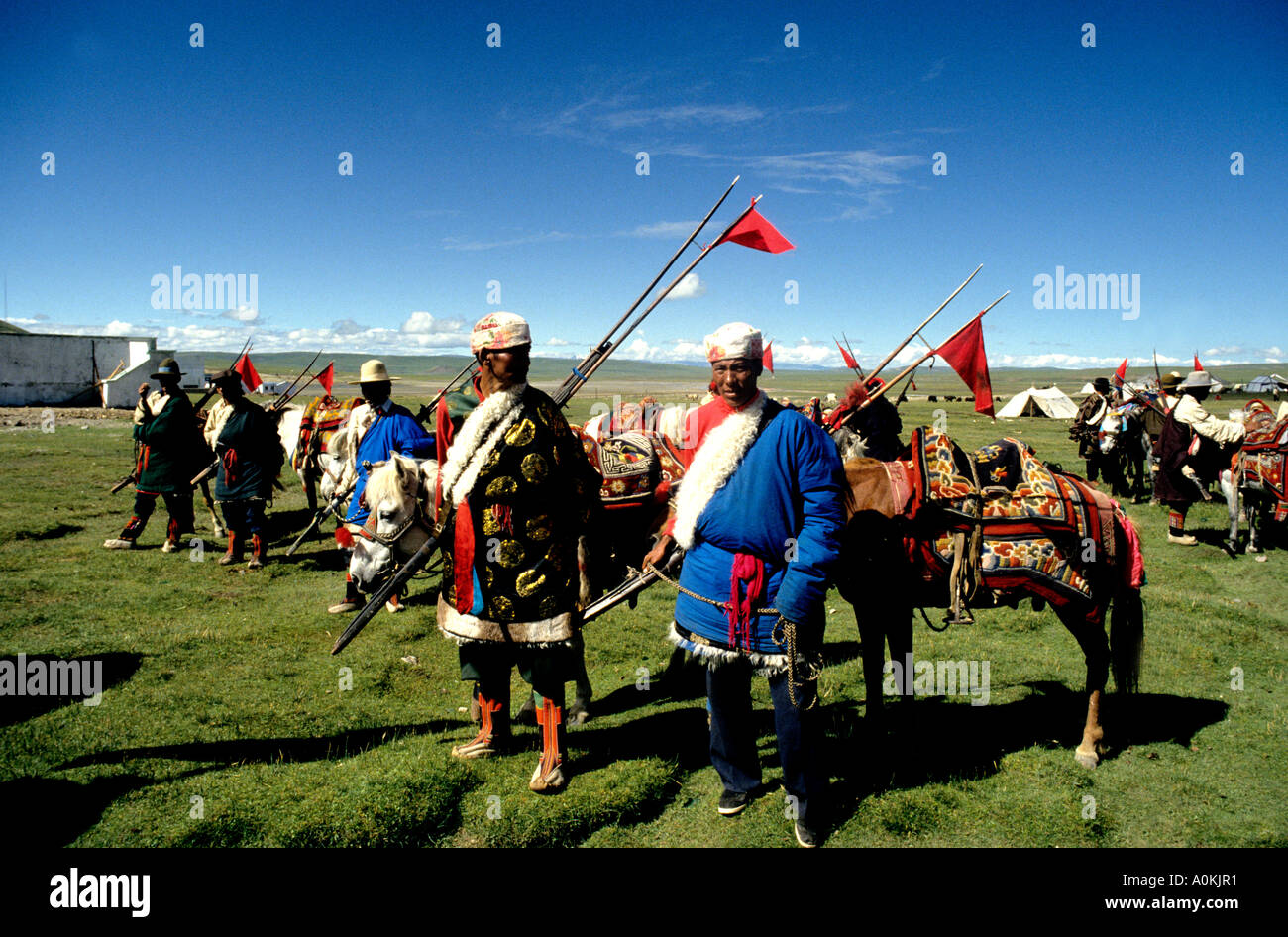 Horsemen at the Naqu/Nagqu traditional summer horse fair and festival ...