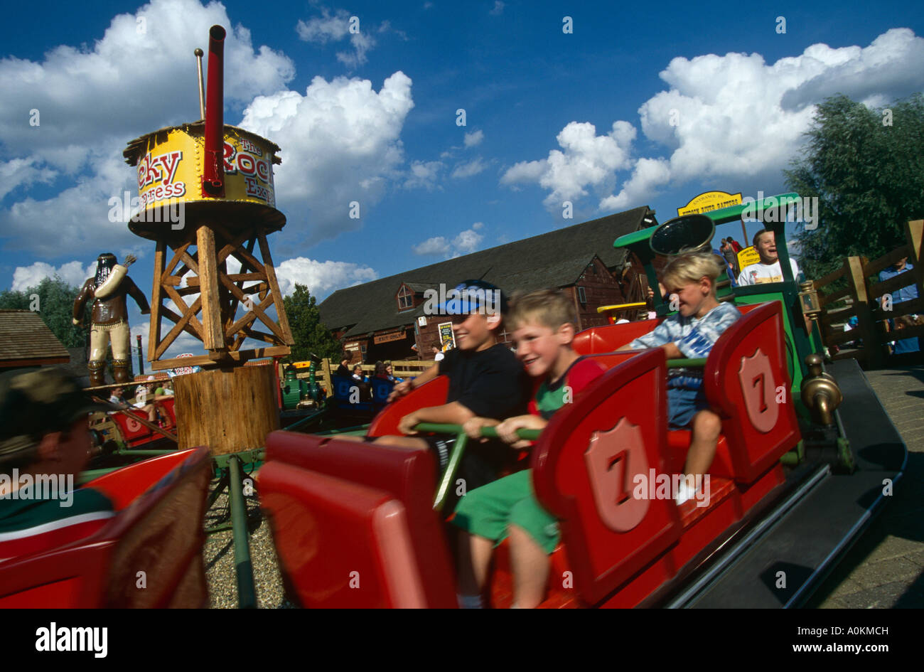 The Rocky Express ride at Thorpe Park in Chertsey, Surrey, UK Stock ...