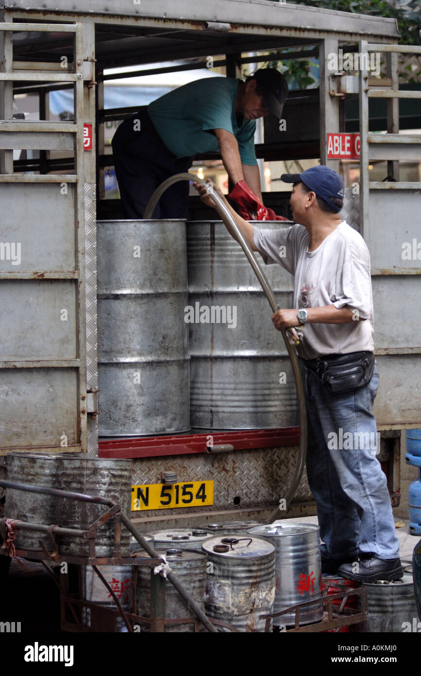 Fuel truck makes a delivery in Wanchai, Hong Kong Stock Photo - Alamy
