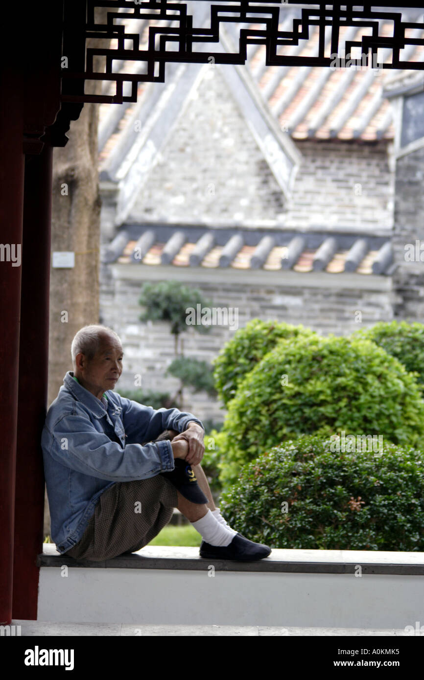 Elderly man, Kowloon Walled City Park, Kowloon City, Hong Kong SAR ...