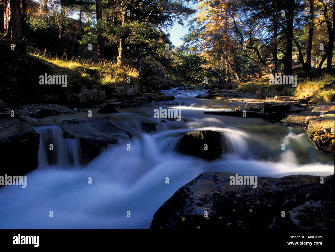 A Scottish Highland stream in autumn in landscape format Stock Photo ...