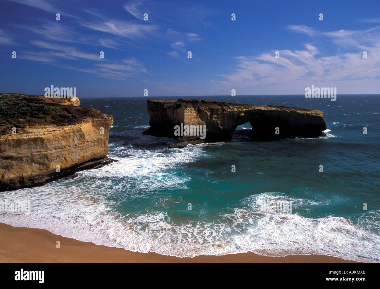 London Bridge rock formation on the Great Ocean road, Australia Stock ...