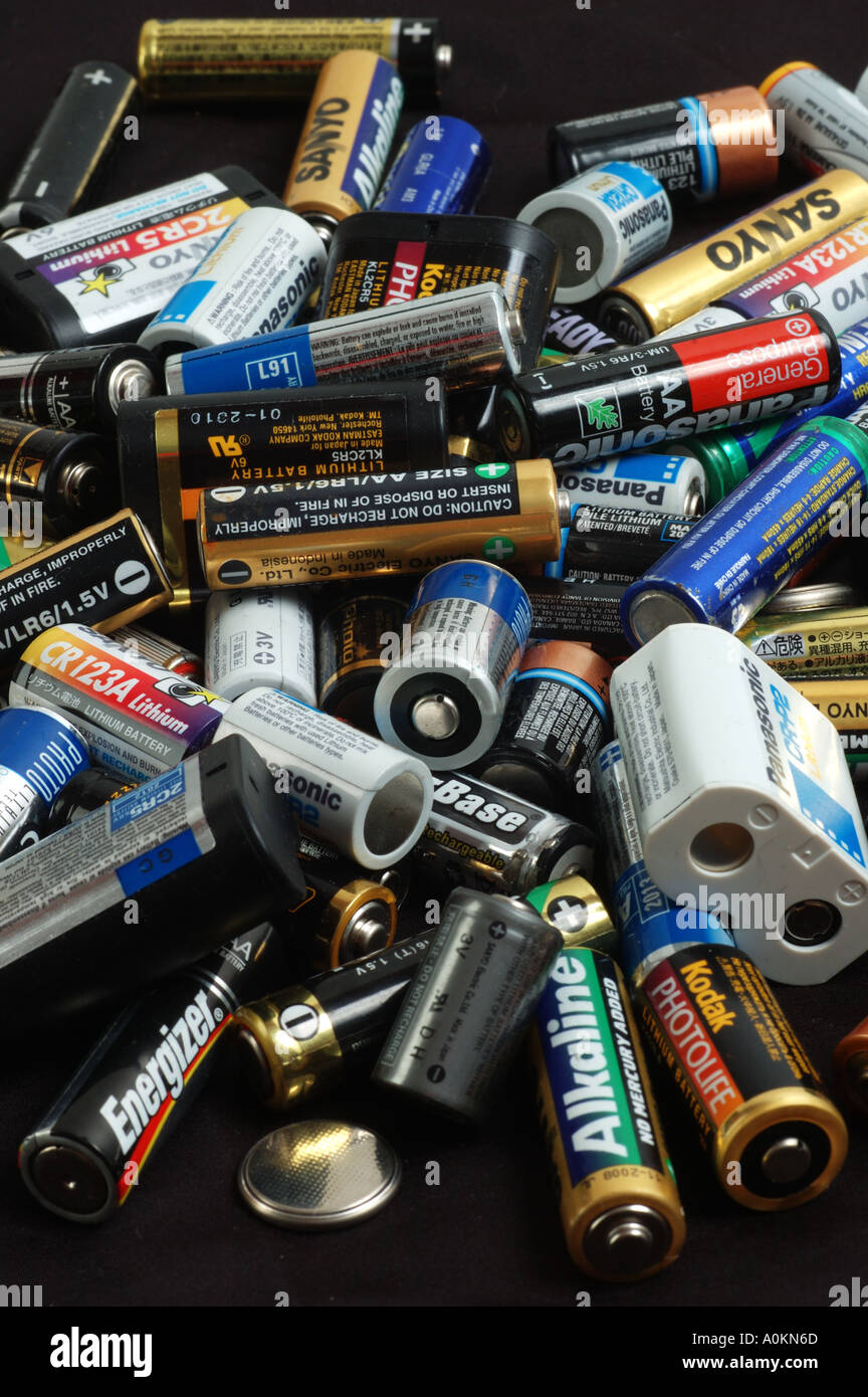 pile of used dry cell batteries dsc 9870 Stock Photo - Alamy