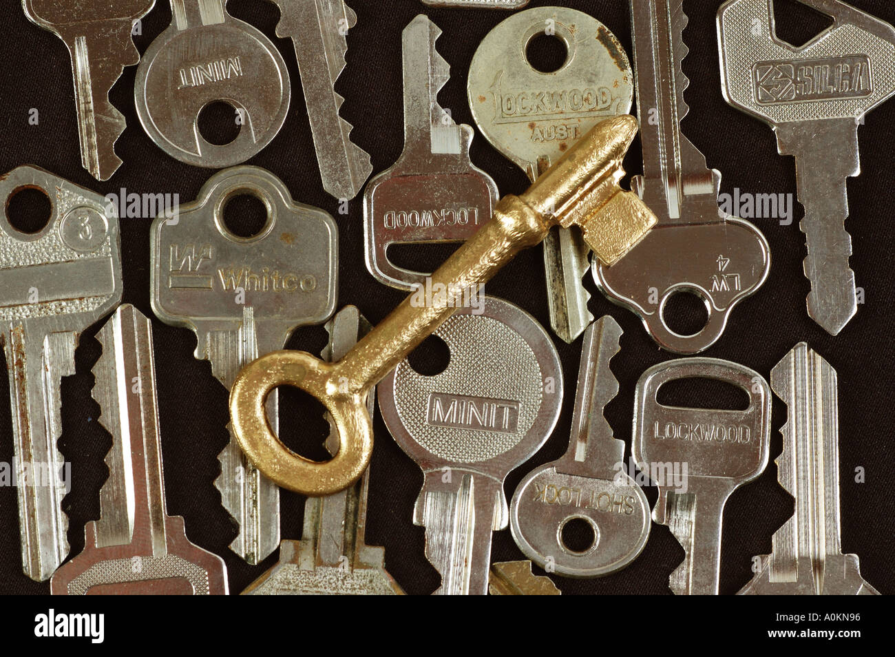 old key rests on pile of modern keys dsc 9905 Stock Photo - Alamy