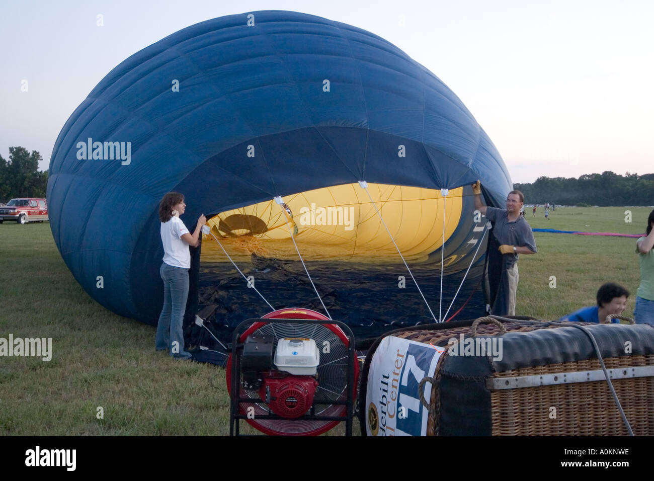Inflating a hot air balloon Stock Photo - Alamy