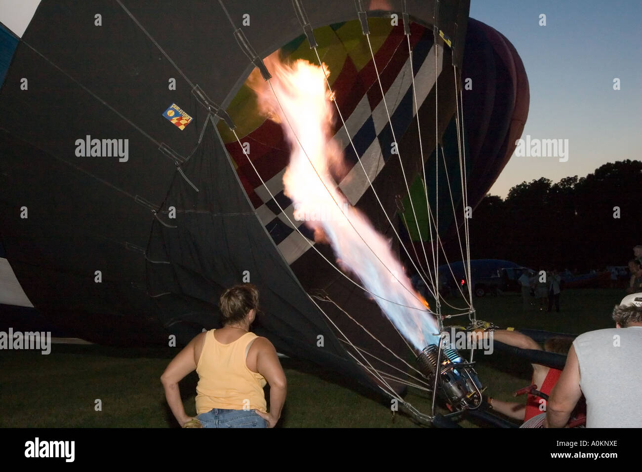 Inflating a hot air balloon Stock Photo - Alamy