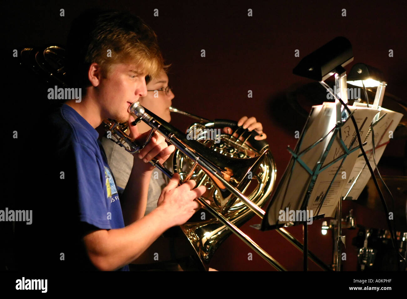 Children playing trombone hi-res stock photography and images - Alamy