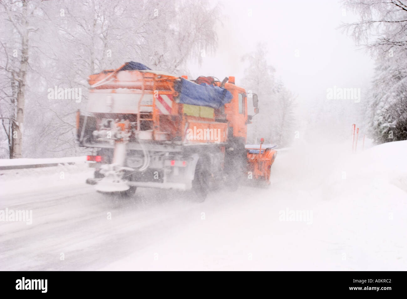 Snow plough in the Black Forest Germany Stock Photo - Alamy