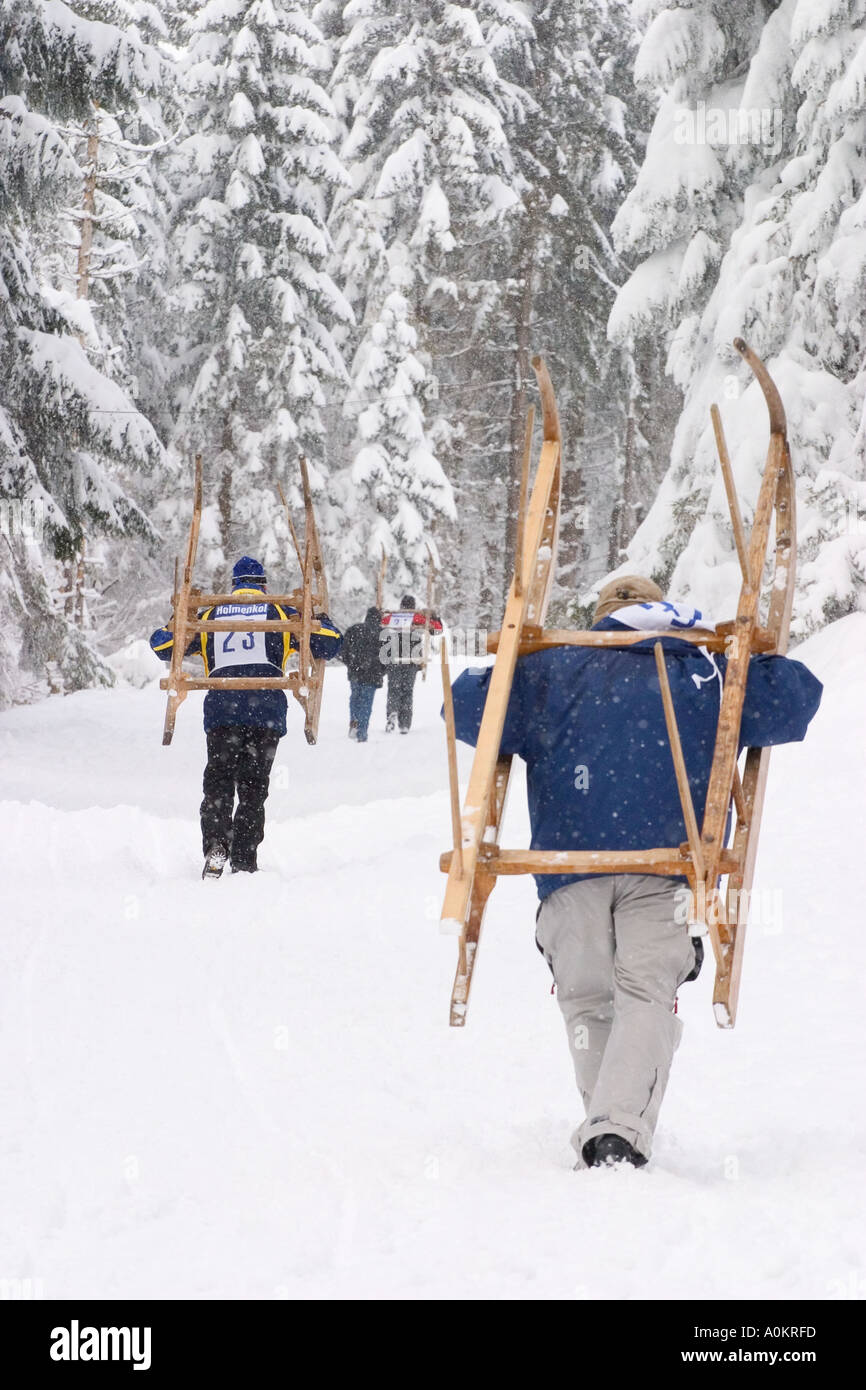 Traditional sledge race Black Forest Germany Stock Photo - Alamy