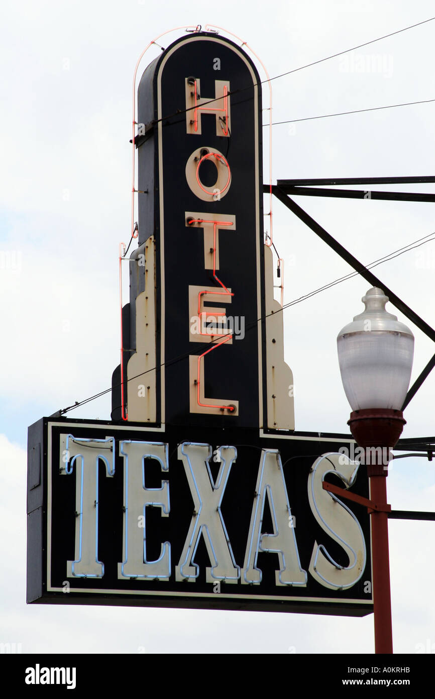 Hotel Texas sign Stock Photo - Alamy