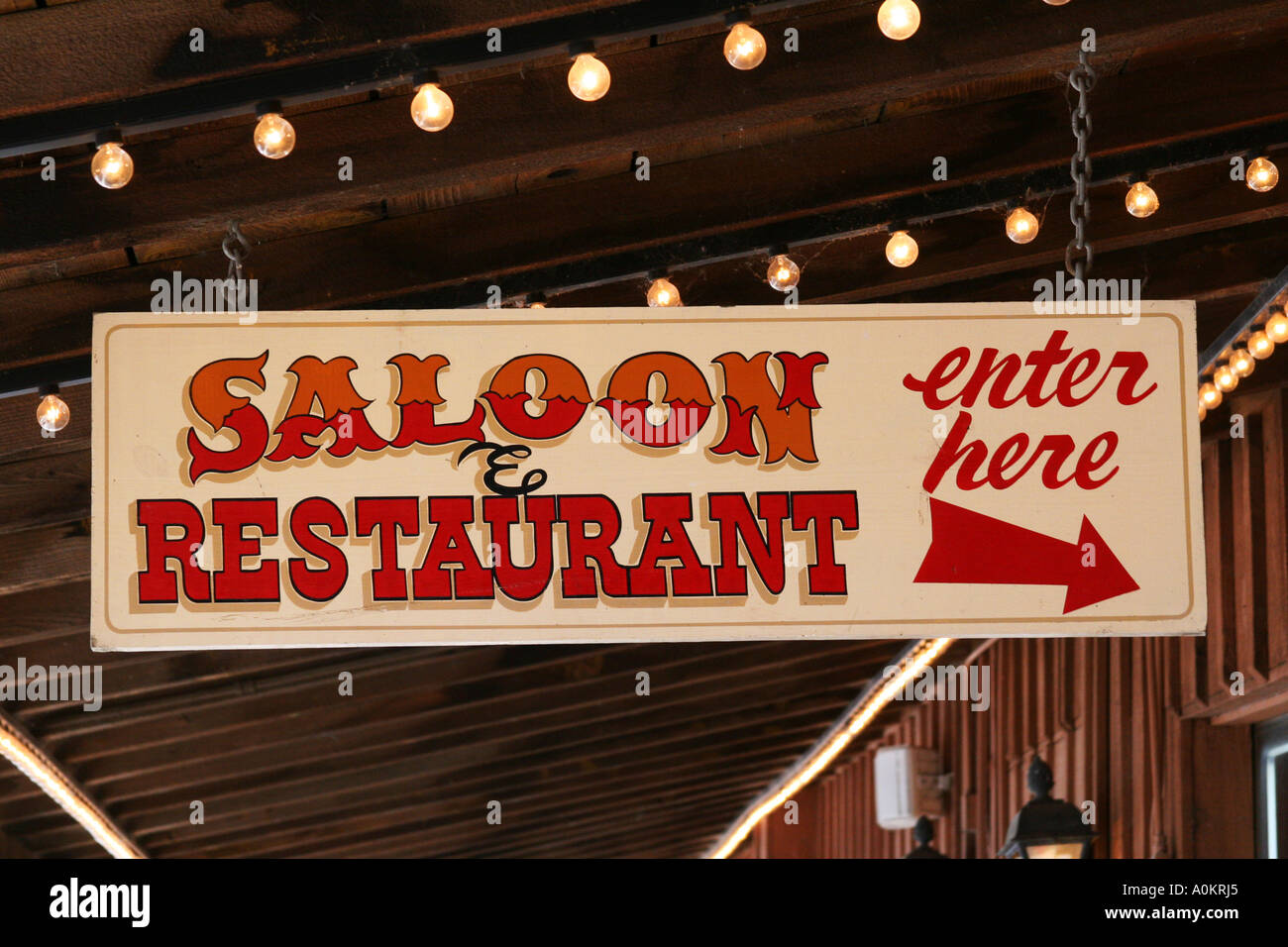 Saloon and restaurant sign Stock Photo - Alamy
