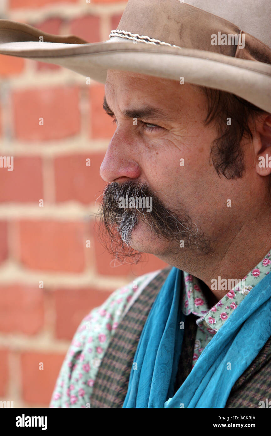 Cowboy actor looking pensive Stock Photo - Alamy