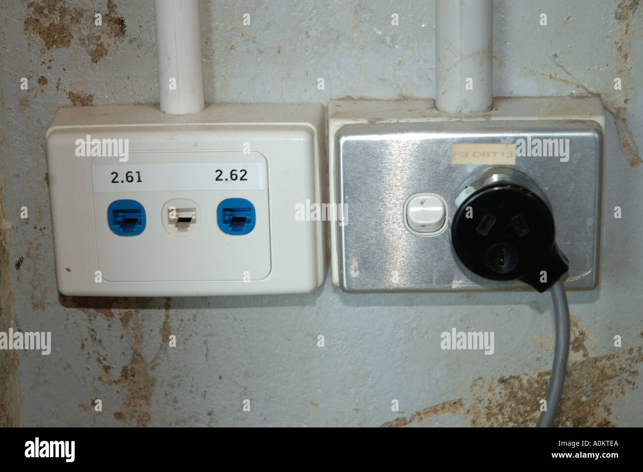 light power and computer sockets Stock Photo - Alamy