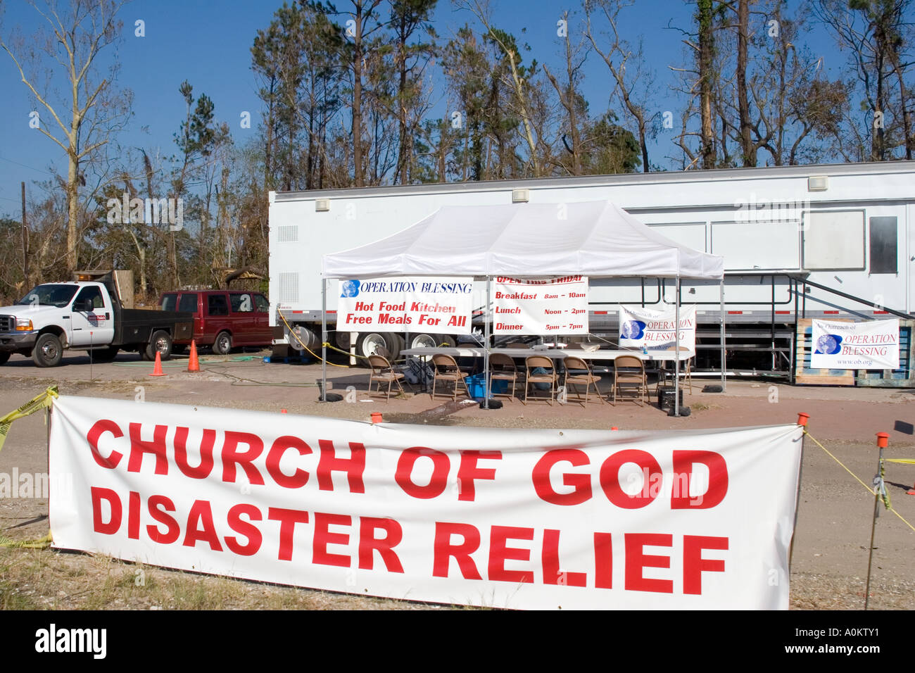 Disaster relief station in Slidell Louisiana after hurricane Katrina ...