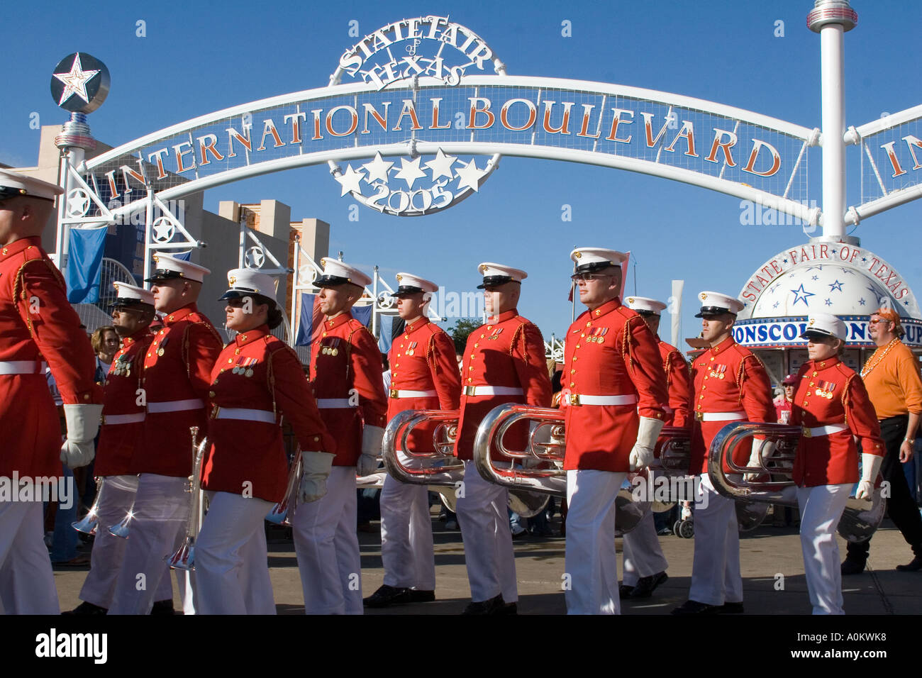 Military band marching at the Texas State Fair Stock Photo - Alamy