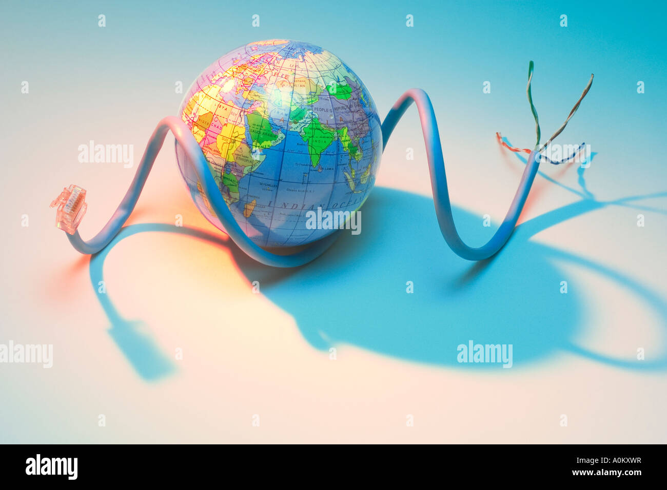Computer Network Cable and Globe Stock Photo - Alamy