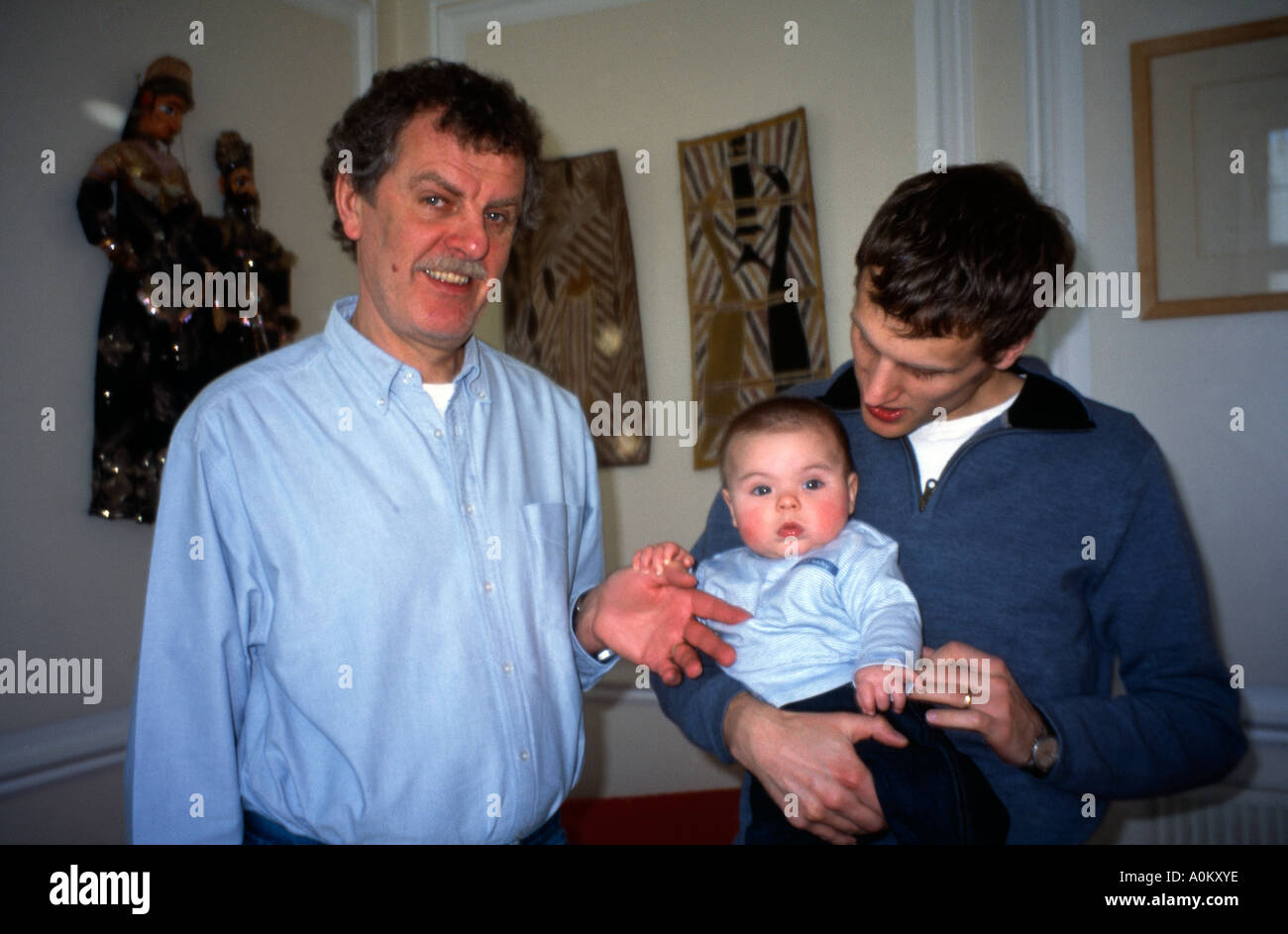 Three Generations Grandfather Father and 4 Month old Baby Boy Stock ...