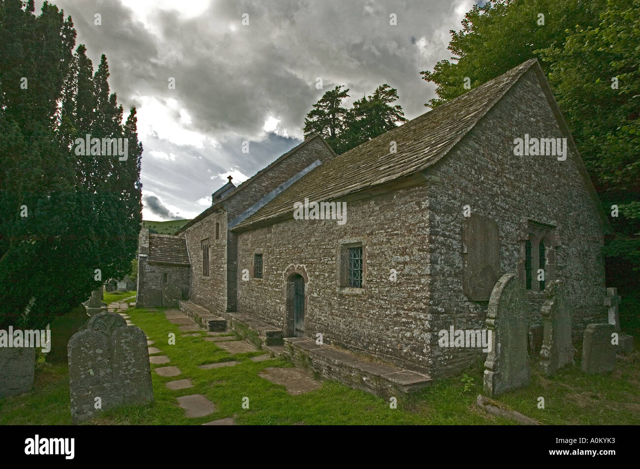 Partrishow church Powys Wales exterior Stock Photo - Alamy