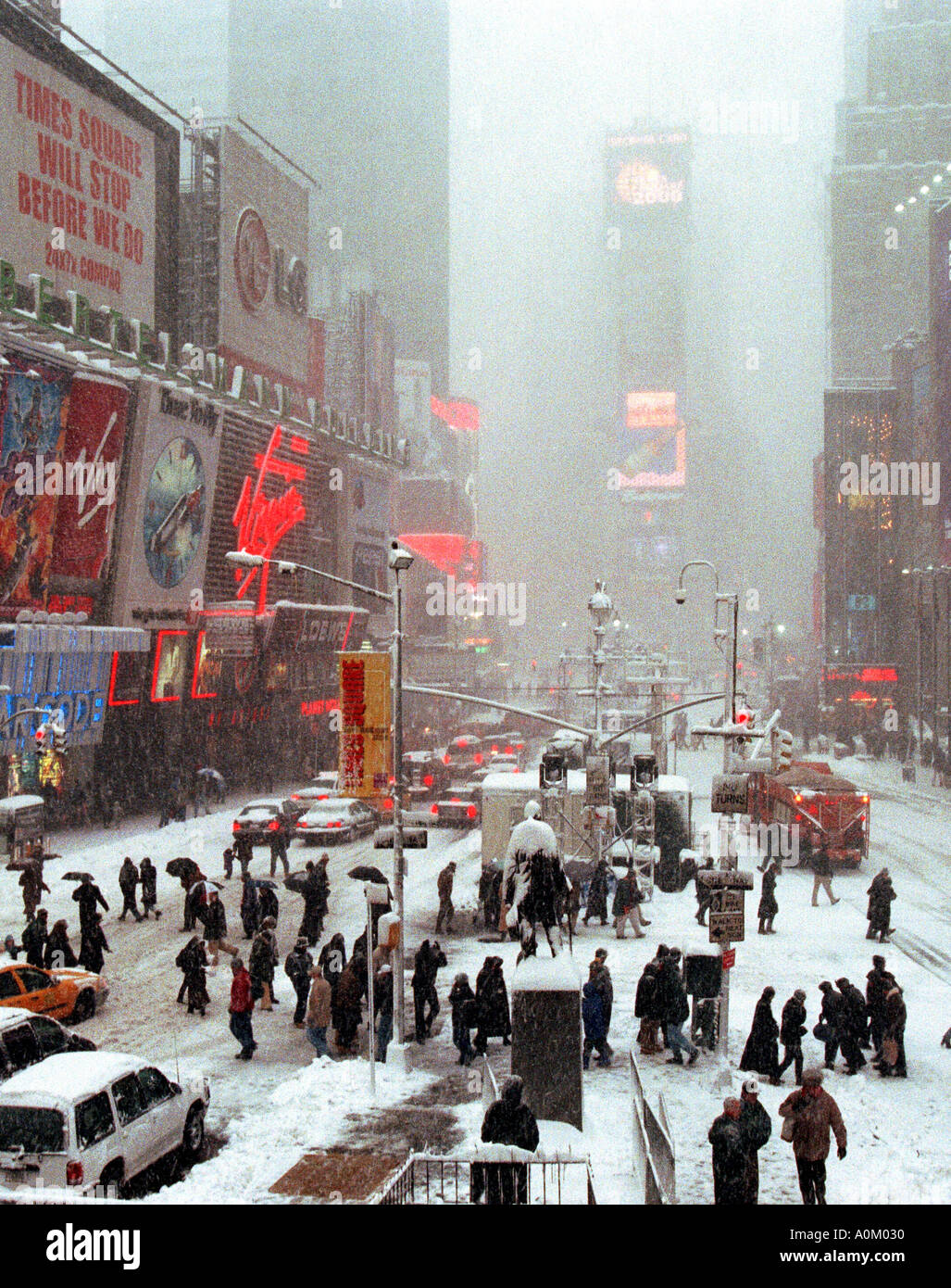 Times Square during a major snowstorm Stock Photo - Alamy